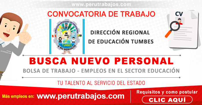 DIRECCIÓN DE EDUCACIÓN(DRE) TUMBES CONVOCATORIA 2025 - Nuevos Empleos ... DIRECCIÓN DE EDUCACIÓN(DRE) TUMBES CONVOCATORIA 2025 - Nuevos Empleos ...